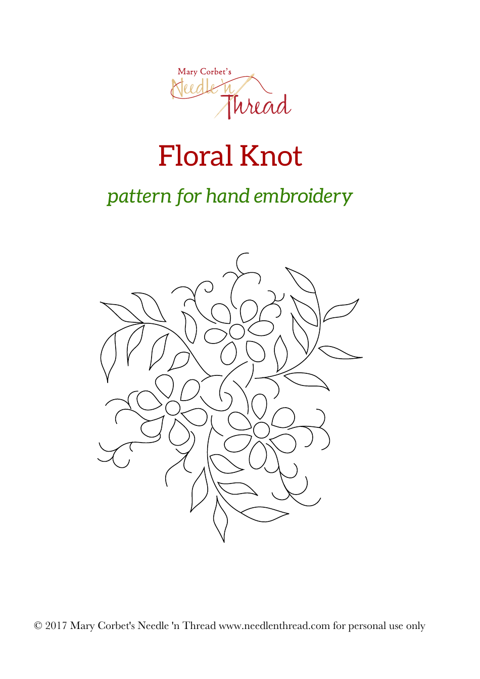 Floral Knot Embroidery Pattern Template Download Printable PDF ...