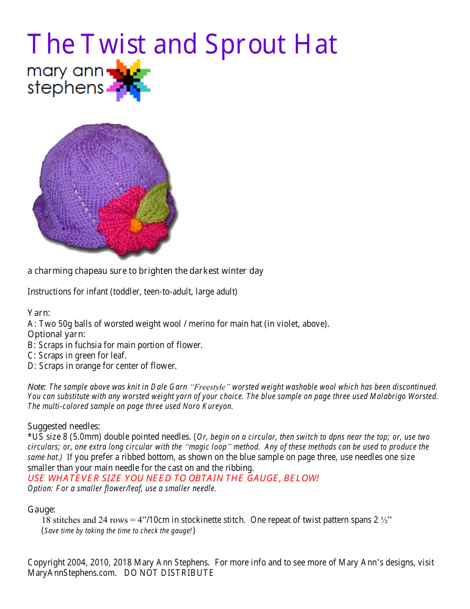 Twist and Sprout Hat Knitting Pattern Download Printable PDF ...