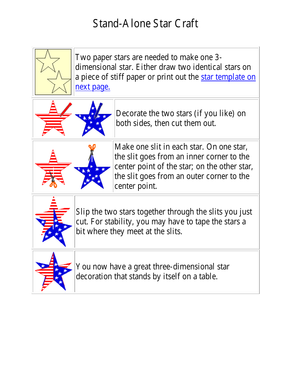 Stand-Alone Star Craft Templates Download Printable PDF | Templateroller