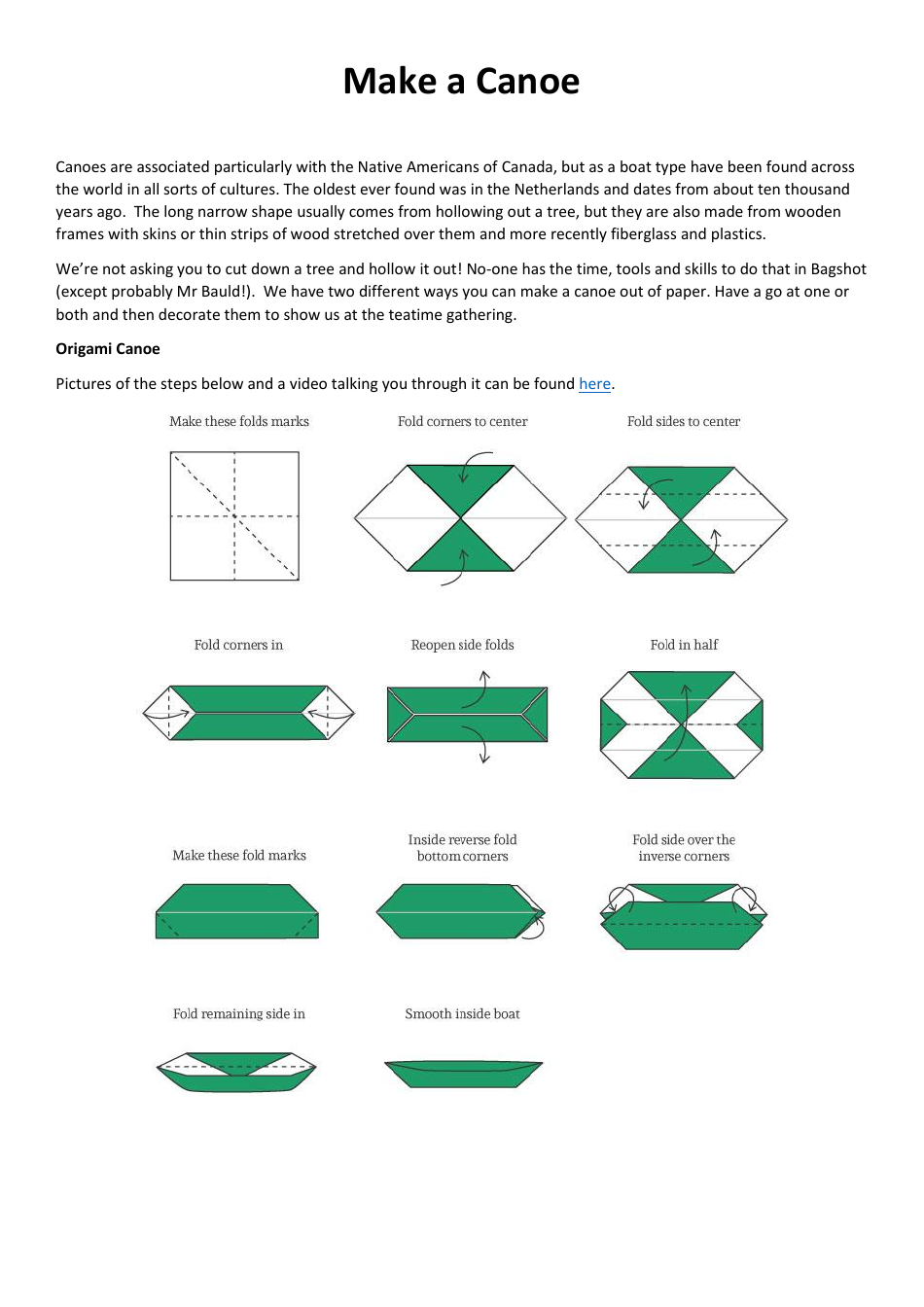 Origami Paper Canoe Download Printable PDF | Templateroller