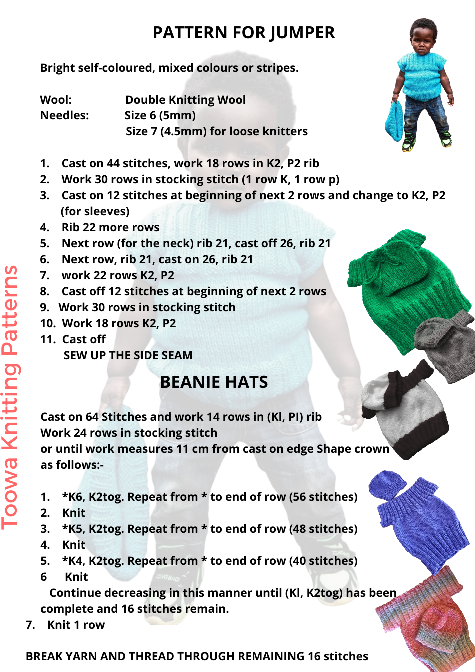 Jumper and Beanie Hat Knitting Pattern Download Printable PDF ...