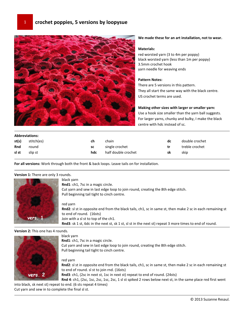 Crochet Poppy Pattern - Suzanne Resaul Download Printable PDF ...