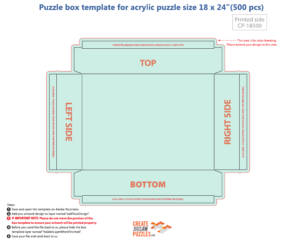 Puzzle Box Template for Acrylic Puzzle Size 18 X 24" Download Printable ...