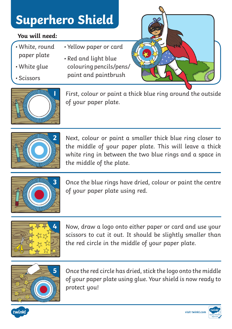 Superhero Shield Craft Instructions Download Printable PDF | Templateroller