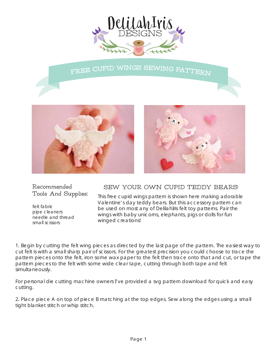 Cupid Wings Sewing Pattern Template - Delilahiris Download Printable ...