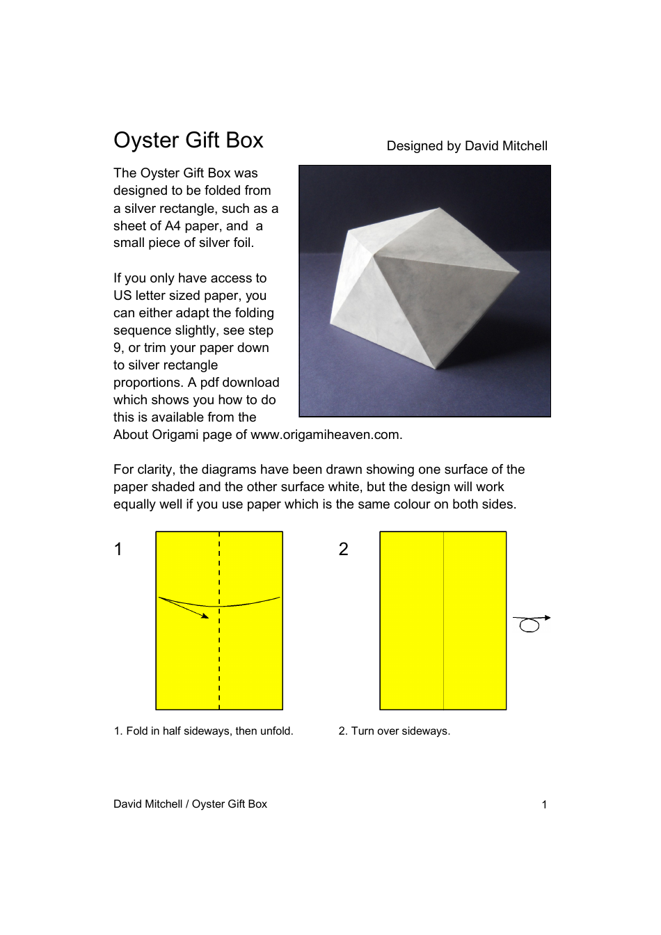 Origami Oyster Gift Box - David Mitchell Download Printable PDF ...