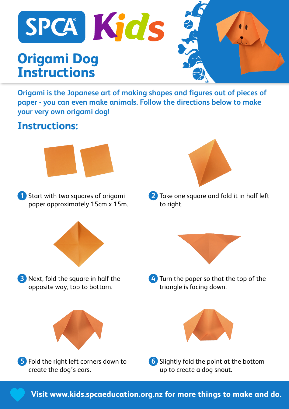 Origami Paper Dog Download Printable PDF | Templateroller