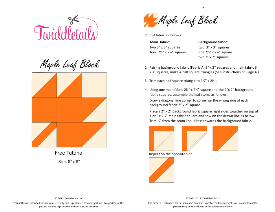 Maple Leaf Quilt Block Pattern - Twiddletails Llc Download Printable ...