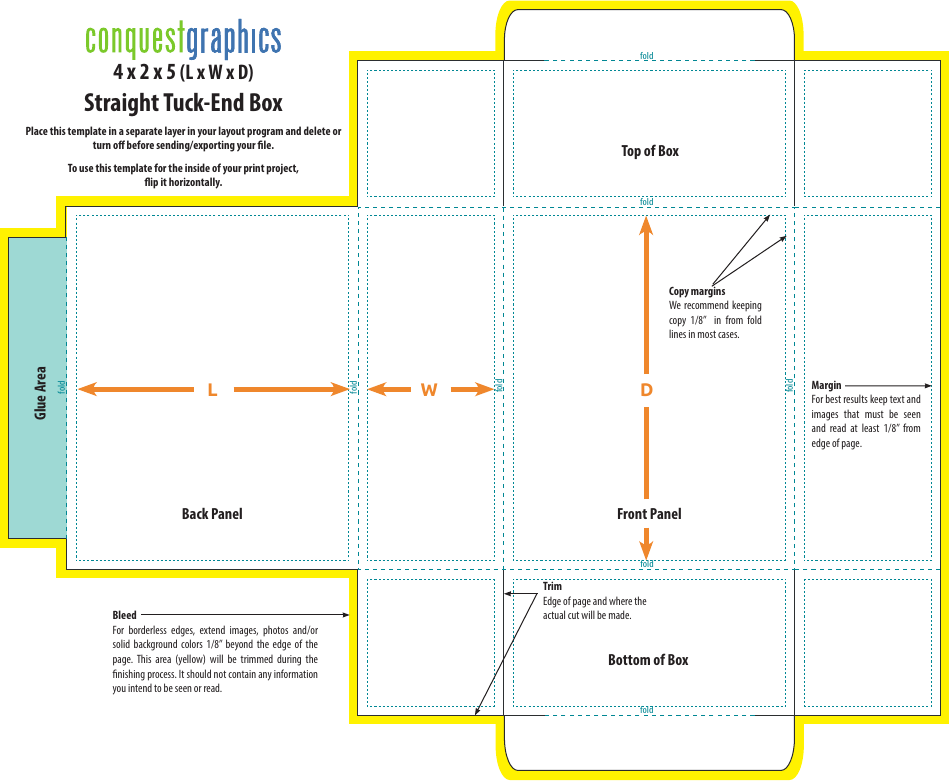 4x2x5 Straight Tuck-End Box Template Download Printable PDF ...