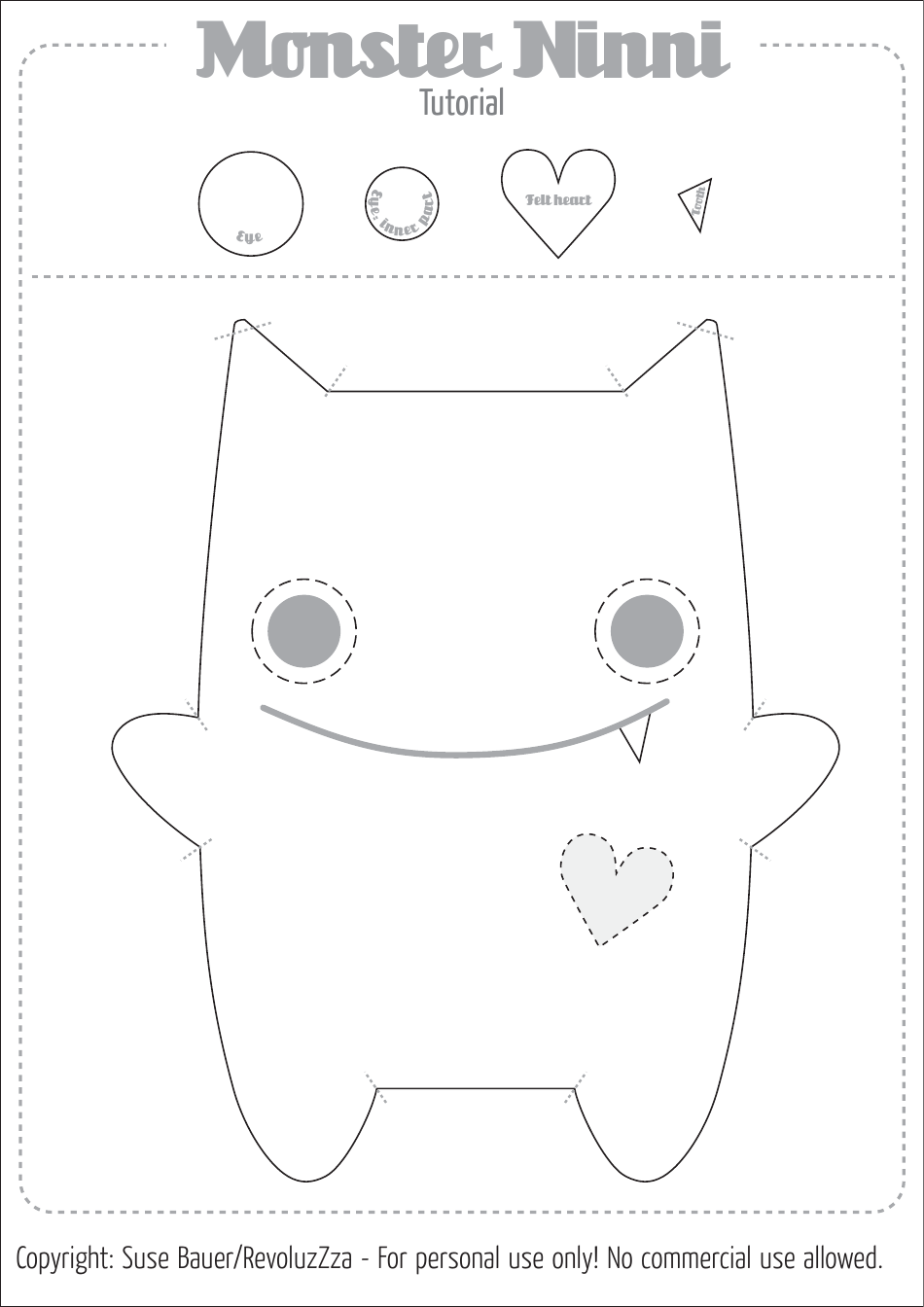 Monster Ninni Sewing Pattern Templates Download Printable PDF ...