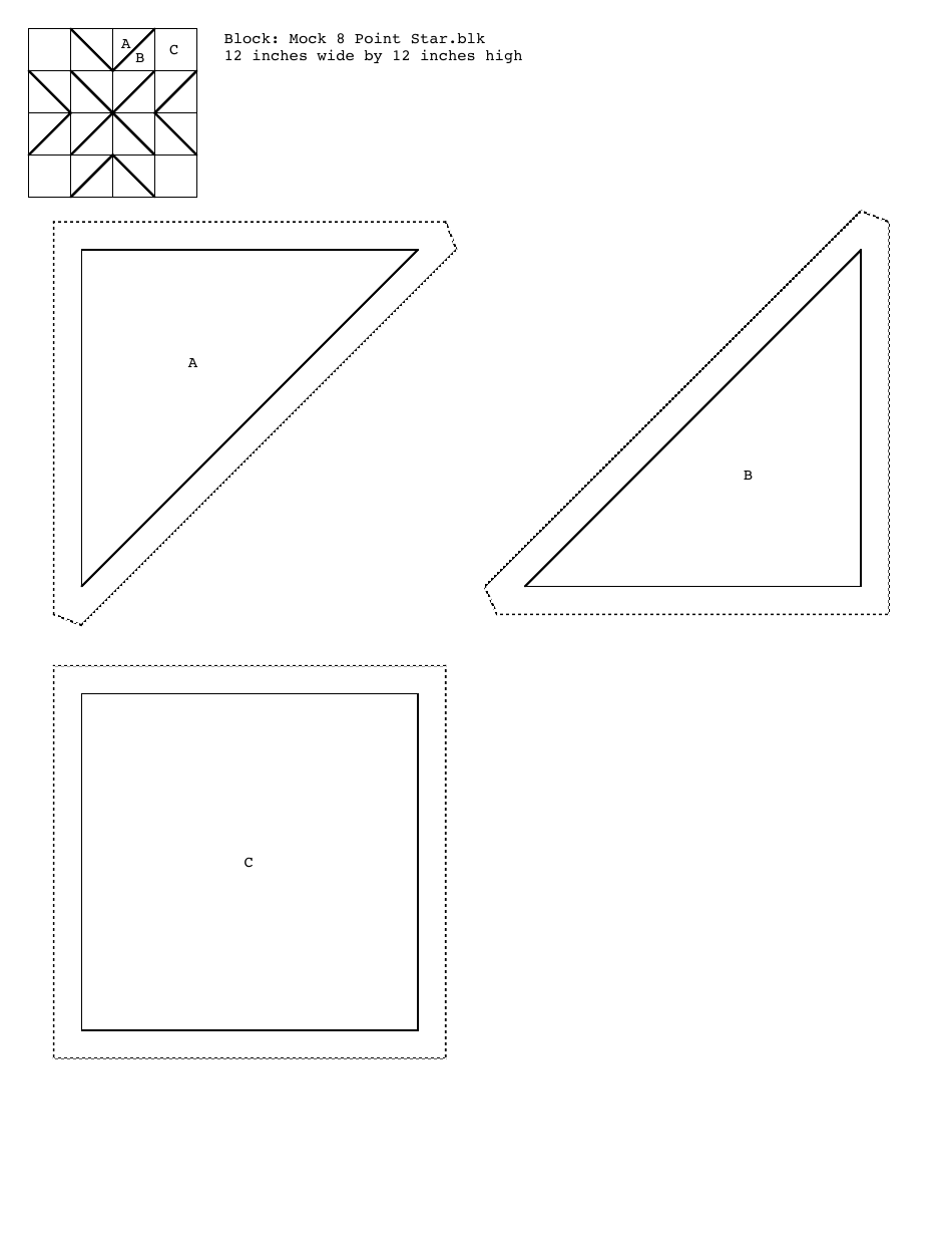 Mock 8 Point Star Quilt Block Templates Download Printable PDF ...