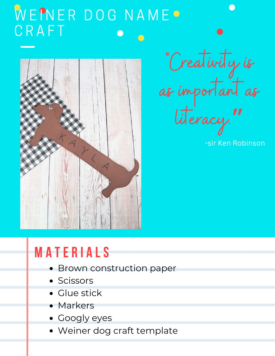 Weiner Dog Name Craft Template Download Printable PDF | Templateroller