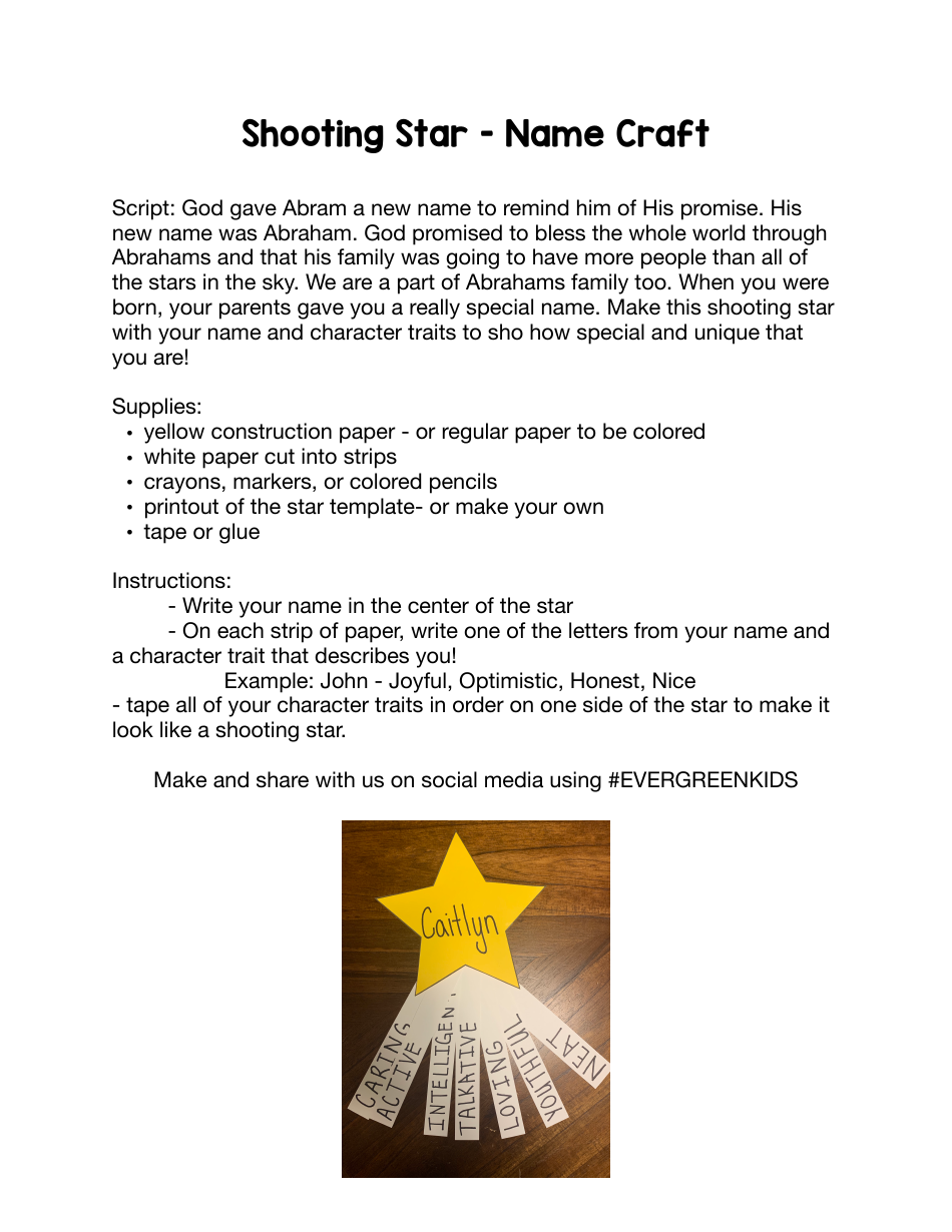 Shooting Star - Name Craft Download Printable PDF | Templateroller