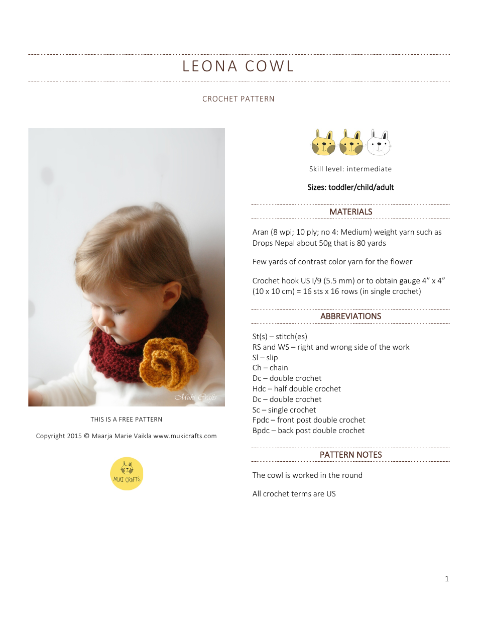 Cowl Crochet Pattern Download Printable PDF | Templateroller