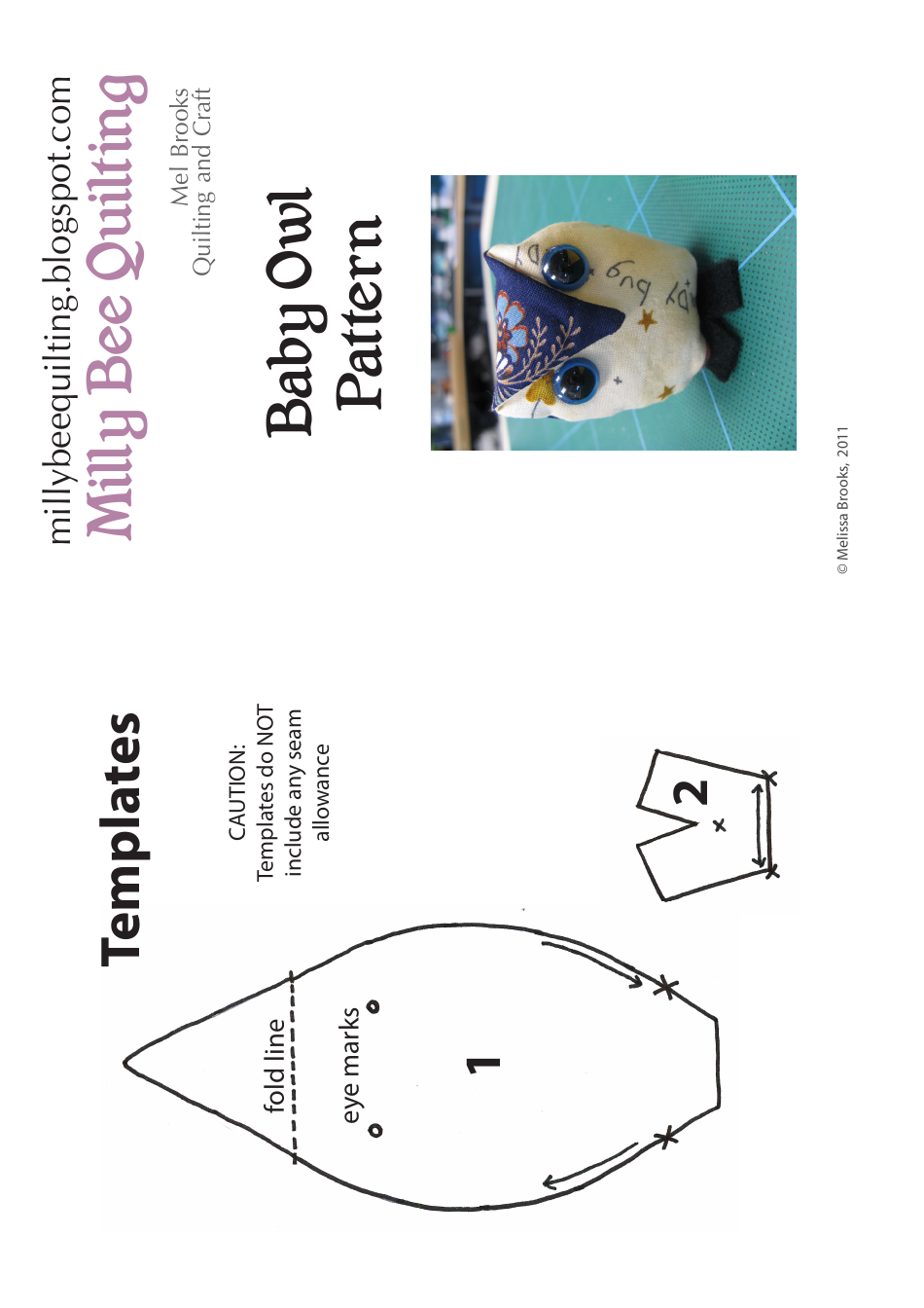 Baby Owl Sewing Pattern Templates Download Printable PDF | Templateroller