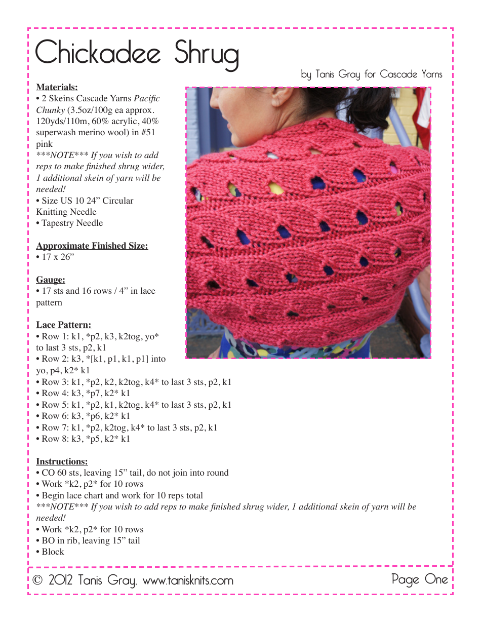 Chickadee Shrug Crochet Pattern Download Printable PDF | Templateroller
