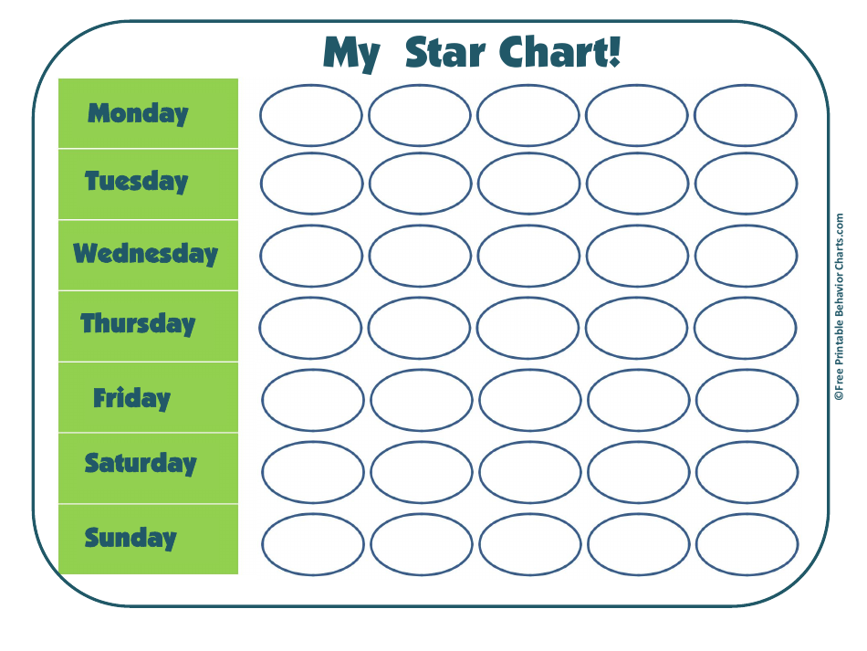 Daily Star Chart - Green Download Printable PDF | Templateroller