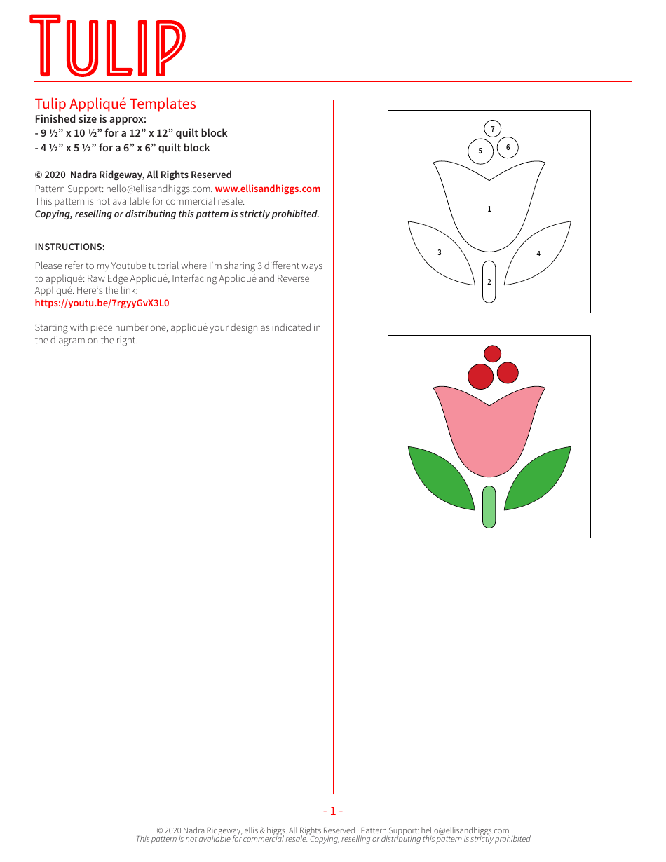 Tulip Applique Templates Download Printable PDF | Templateroller