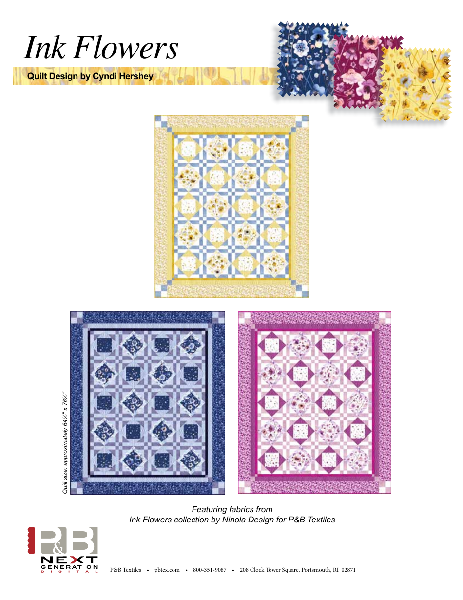 Ink Flowers Quilt Pattern Download Printable PDF | Templateroller