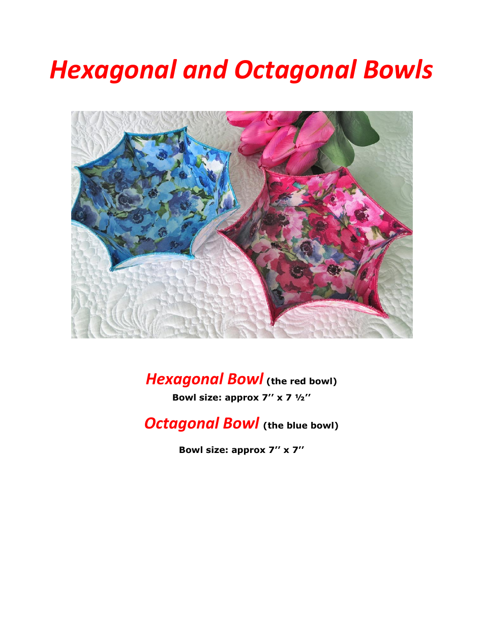 Hexagonal and Octagonal Bowl Sewing Pattern Templates Download ...