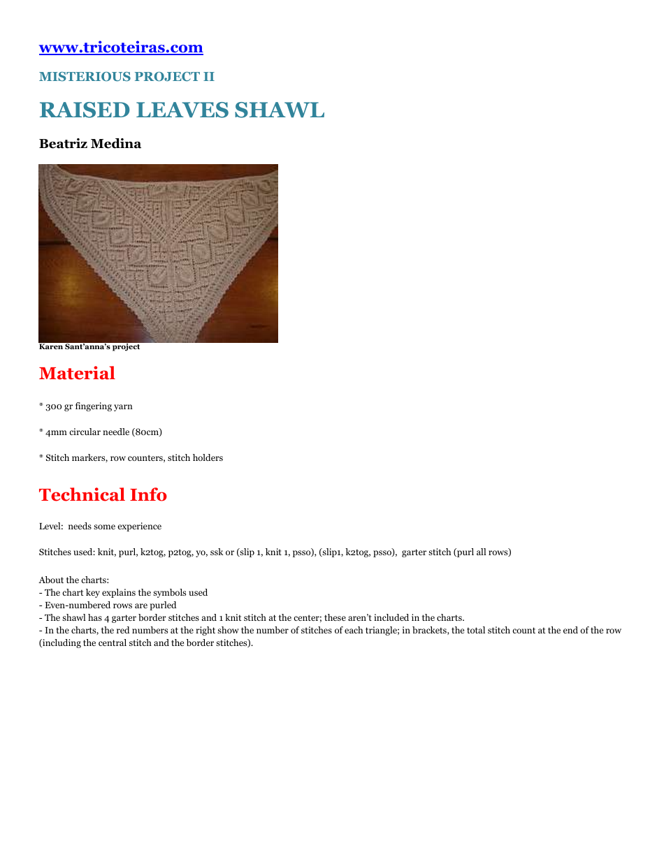 Raised Leaves Shawl Knitting Pattern Download Printable PDF ...