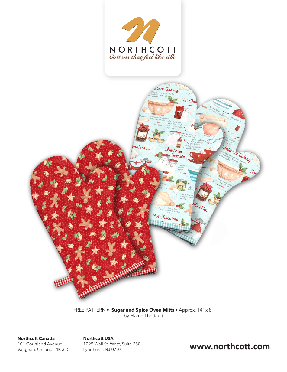 Sugar and Spice Oven Mitts Sewing Pattern Templates Download Printable ...