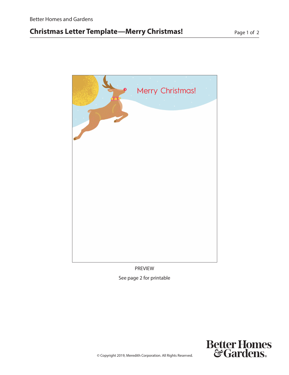 Reindeer Christmas Letter Template Download Printable PDF | Templateroller