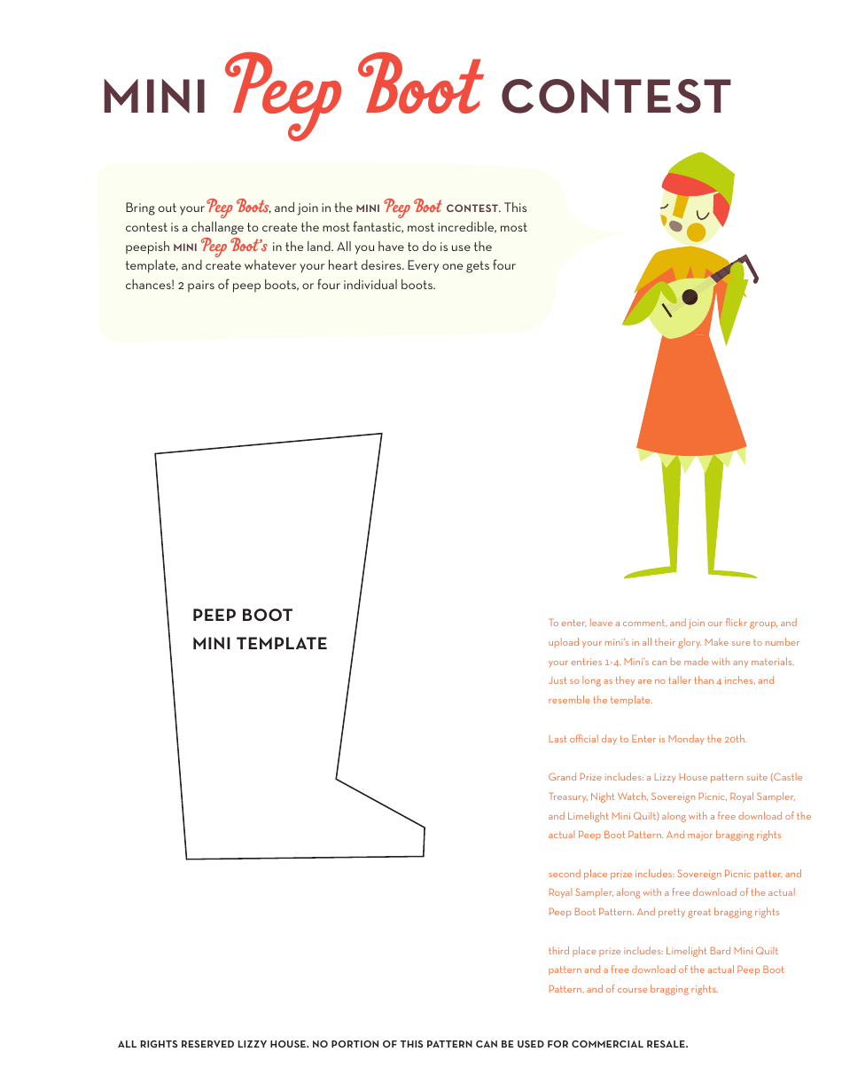 Mini Peep Boot Template Download Printable PDF | Templateroller