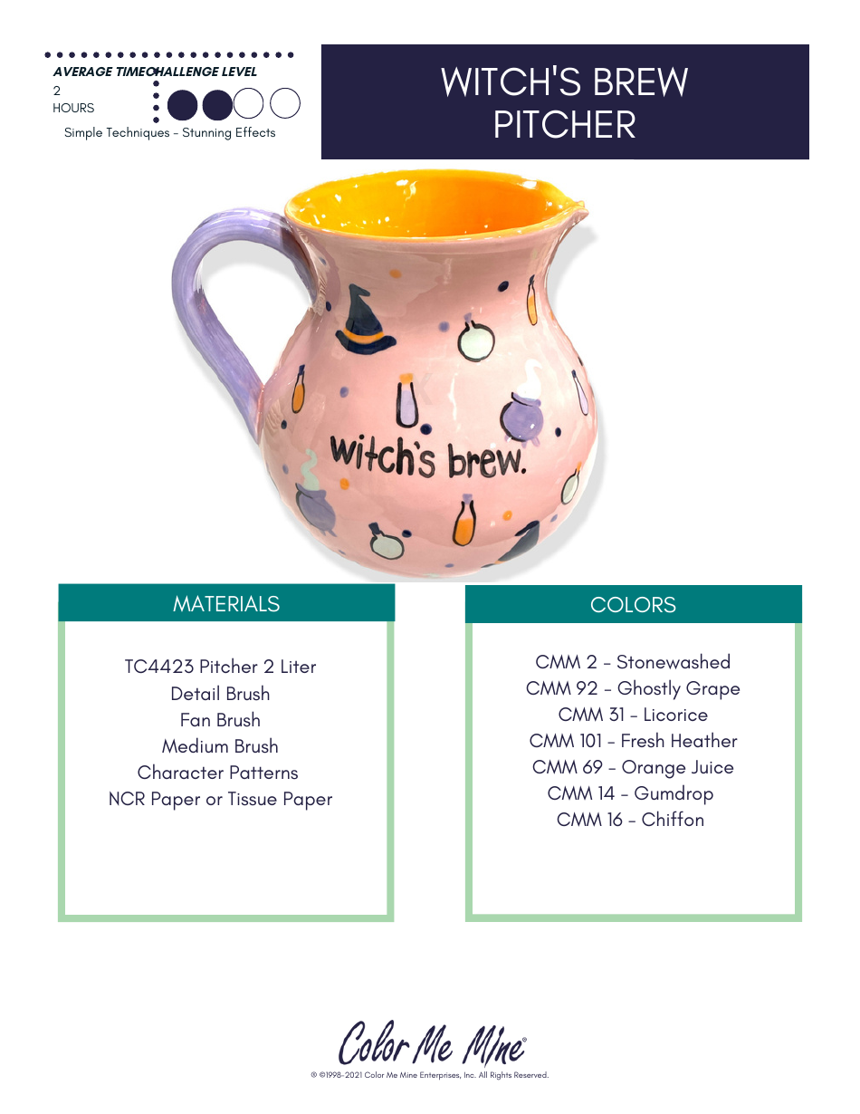 Witch's Brew Pitcher Pattern Templates Download Printable PDF ...