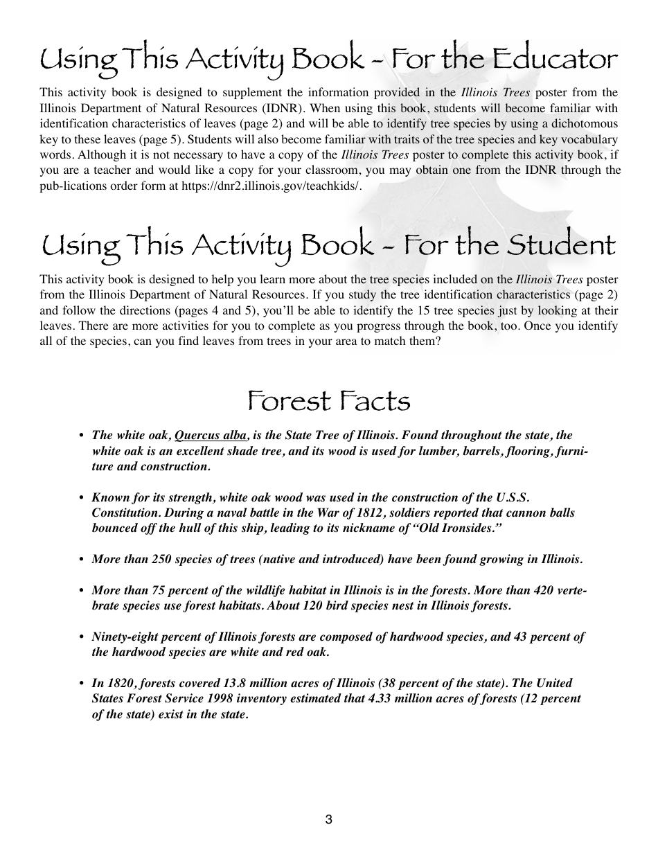 Illinois Illinois Trees Activity Book - Fill Out, Sign Online and ...