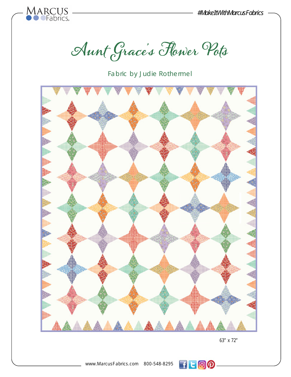 Aunt Grace's Flower Pots Quilt Pattern Templates Download Printable PDF ...
