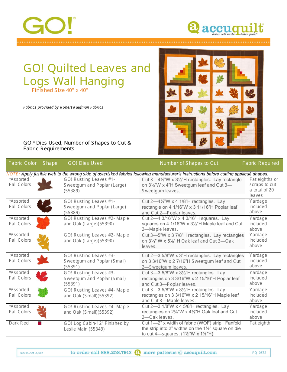 Leaves and Logs Wall Hanging Quilt Pattern Download Printable PDF ...