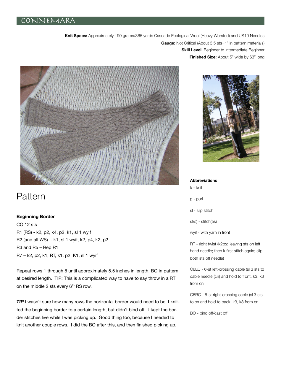 Scarf Knitting Pattern Download Printable PDF | Templateroller