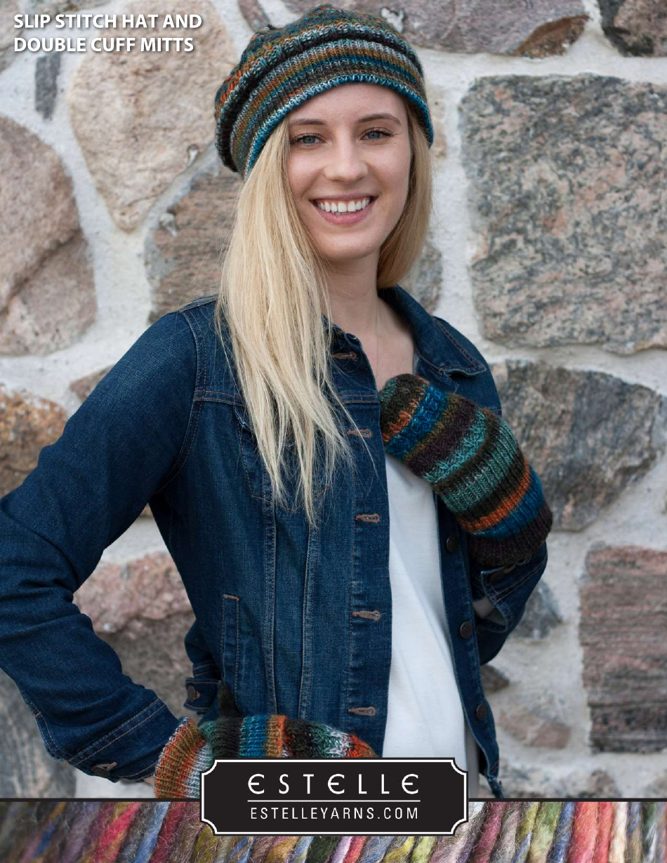 Slip Stitch Hat and Double Cuff Mittens Knitting Pattern Download ...