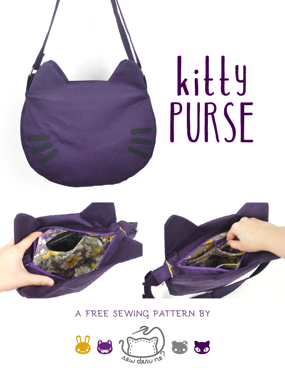 Kitty Purse Sewing Pattern Templates Download Printable PDF ...