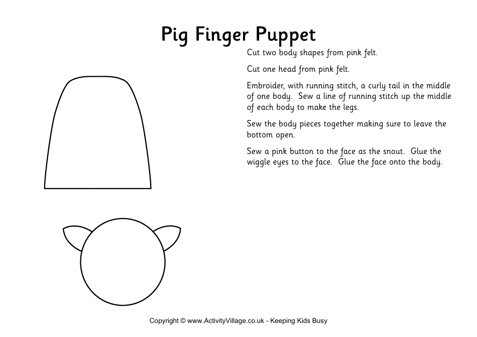 Pig Finger Puppet Template Download Printable PDF | Templateroller