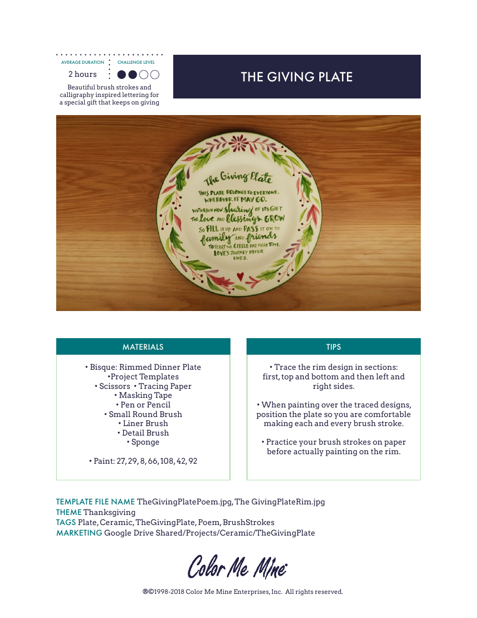 The Giving Plate Pattern Templates Download Printable PDF | Templateroller