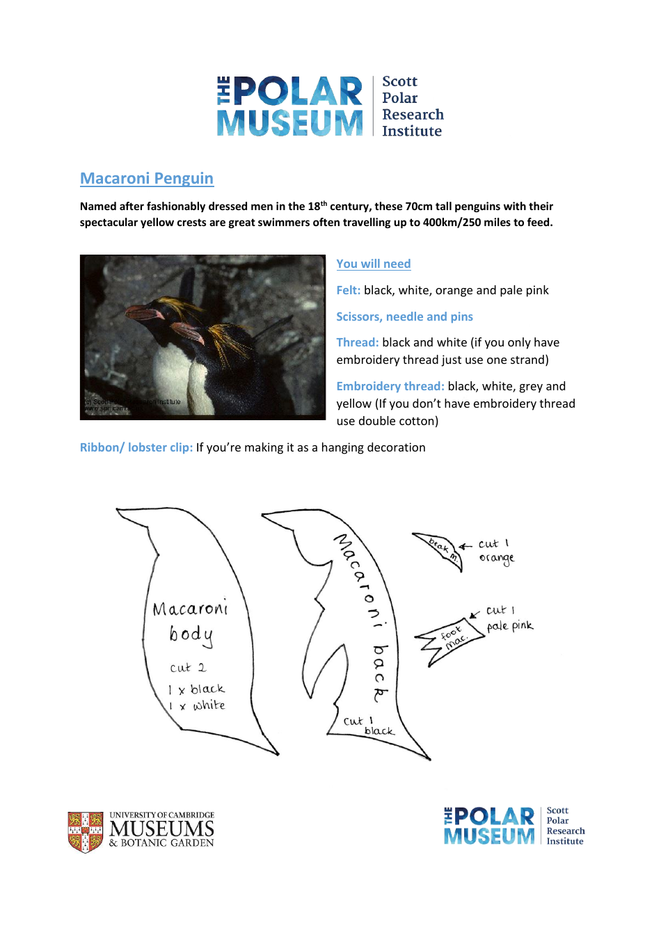 Macaroni Penguin Sewing Pattern Templates Download Printable PDF ...