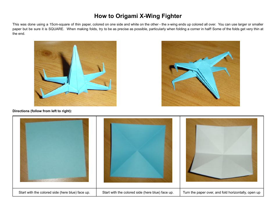Origami X-Wing Fighter Guide Download Printable PDF | Templateroller