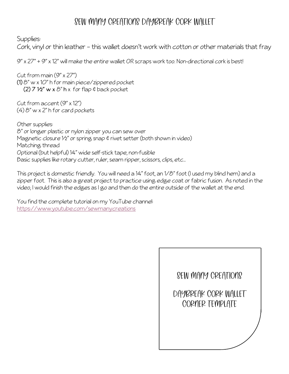 Daybreak Cork Wallet Template Download Printable PDF | Templateroller