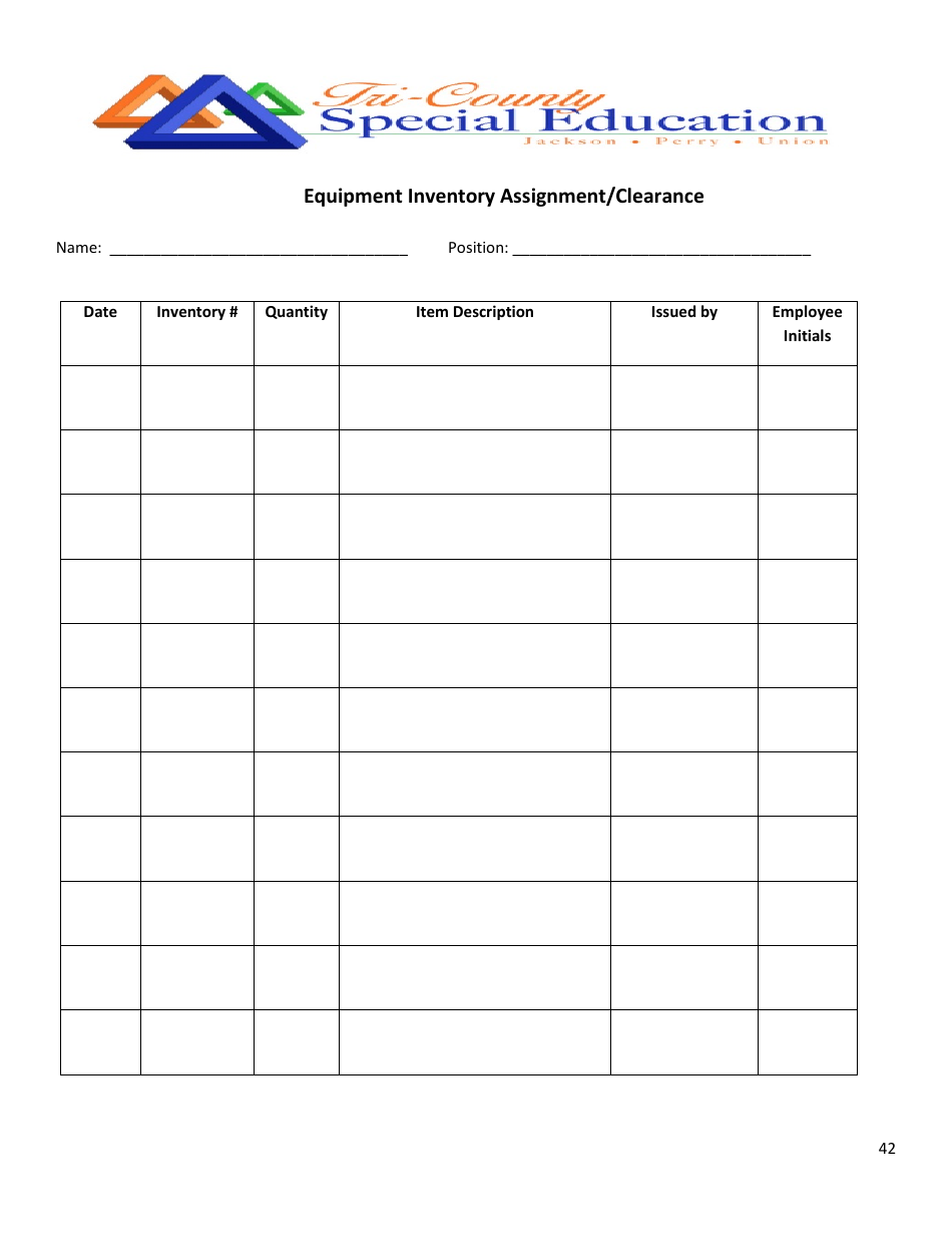 Equipment Inventory Assignment/Clearance Spreadsheet Template - Tri ...