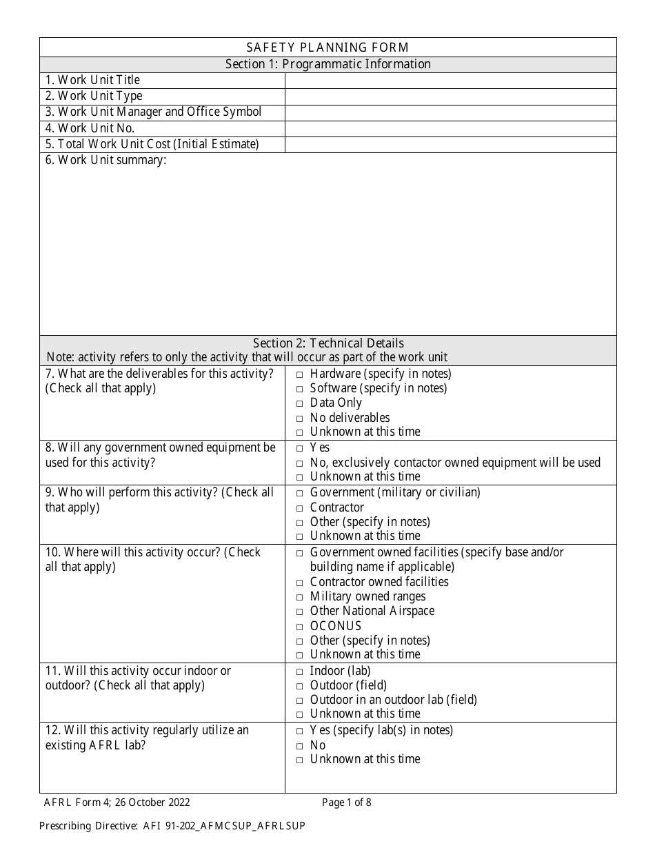 AFRL Form 4 - Fill Out, Sign Online and Download Printable PDF ...