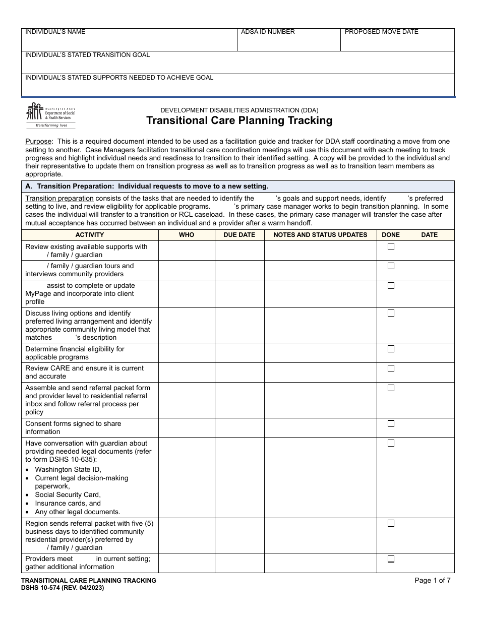 DSHS Form 10-574 - Fill Out, Sign Online and Download Printable PDF ...