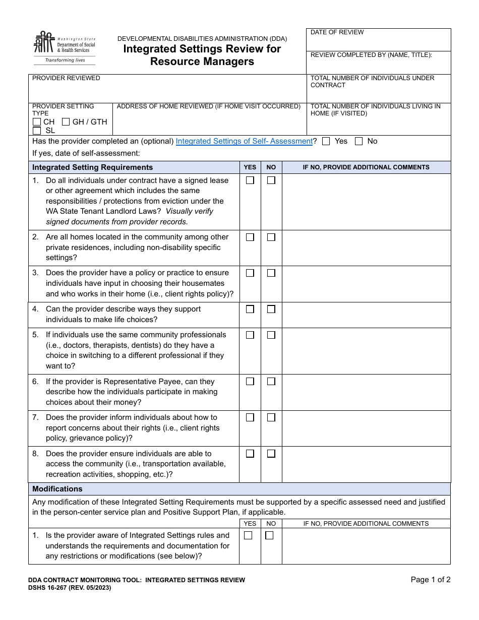 DSHS Form 16-267 - Fill Out, Sign Online and Download Printable PDF ...