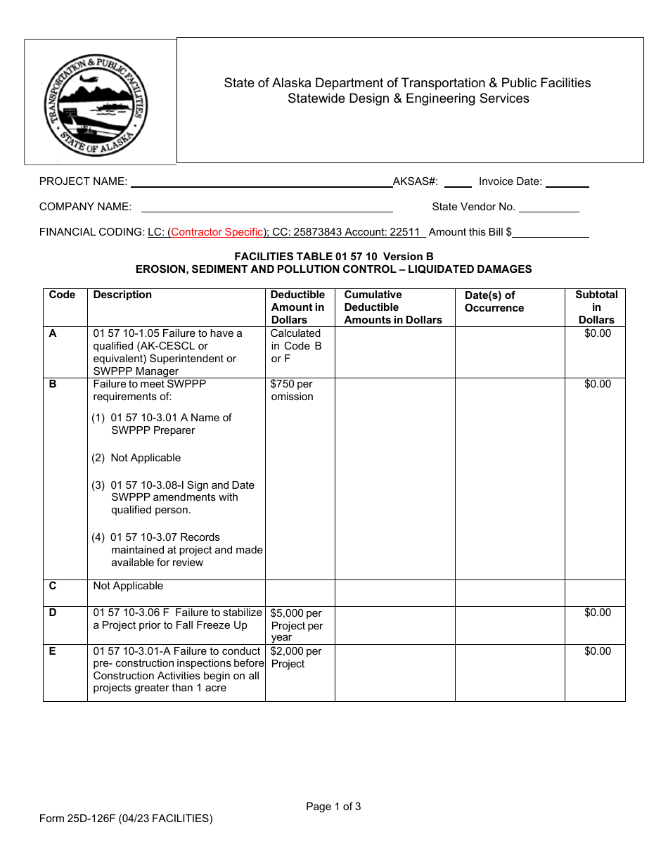 Form 25D-126F Download Printable PDF or Fill Online Swppp Liquidated ...
