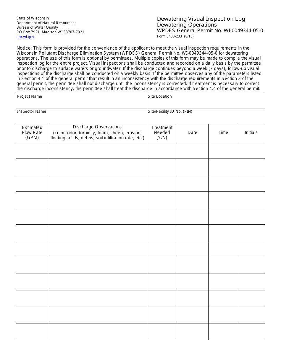 Form 3400-233 - Fill Out, Sign Online and Download Fillable PDF ...