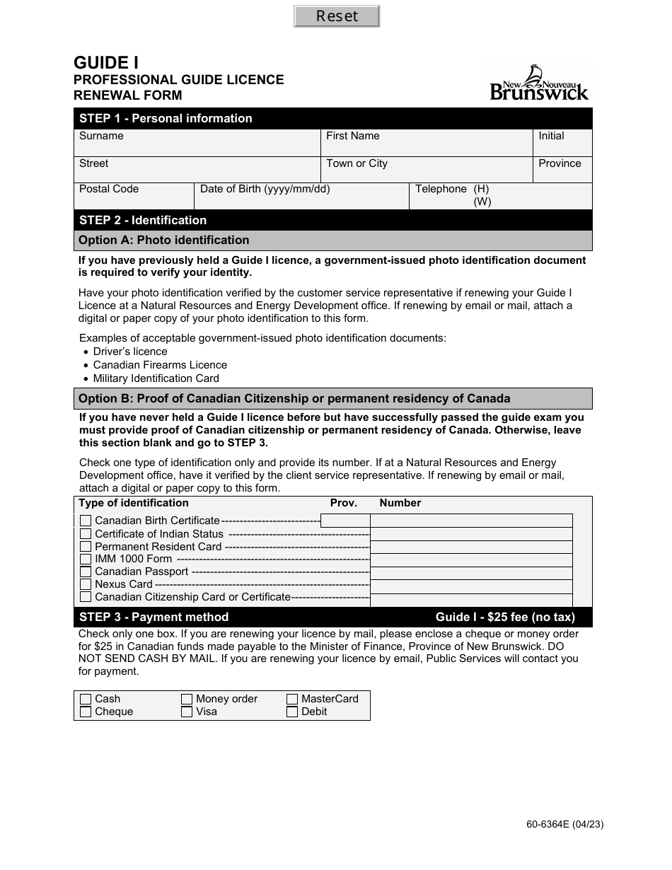 Form 60-6364E Download Fillable PDF or Fill Online Guide I ...