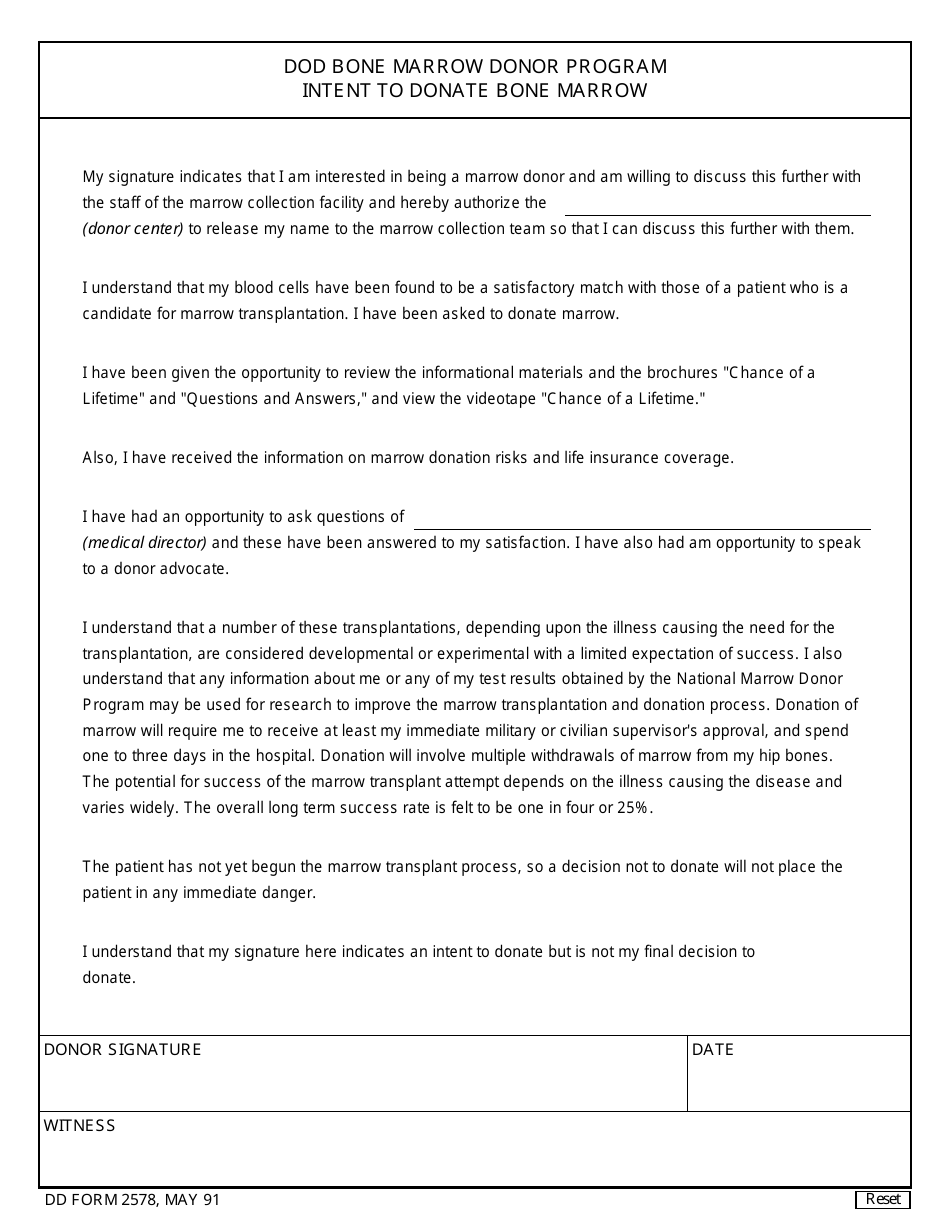 DD Form 2578 - Fill Out, Sign Online and Download Fillable PDF ...