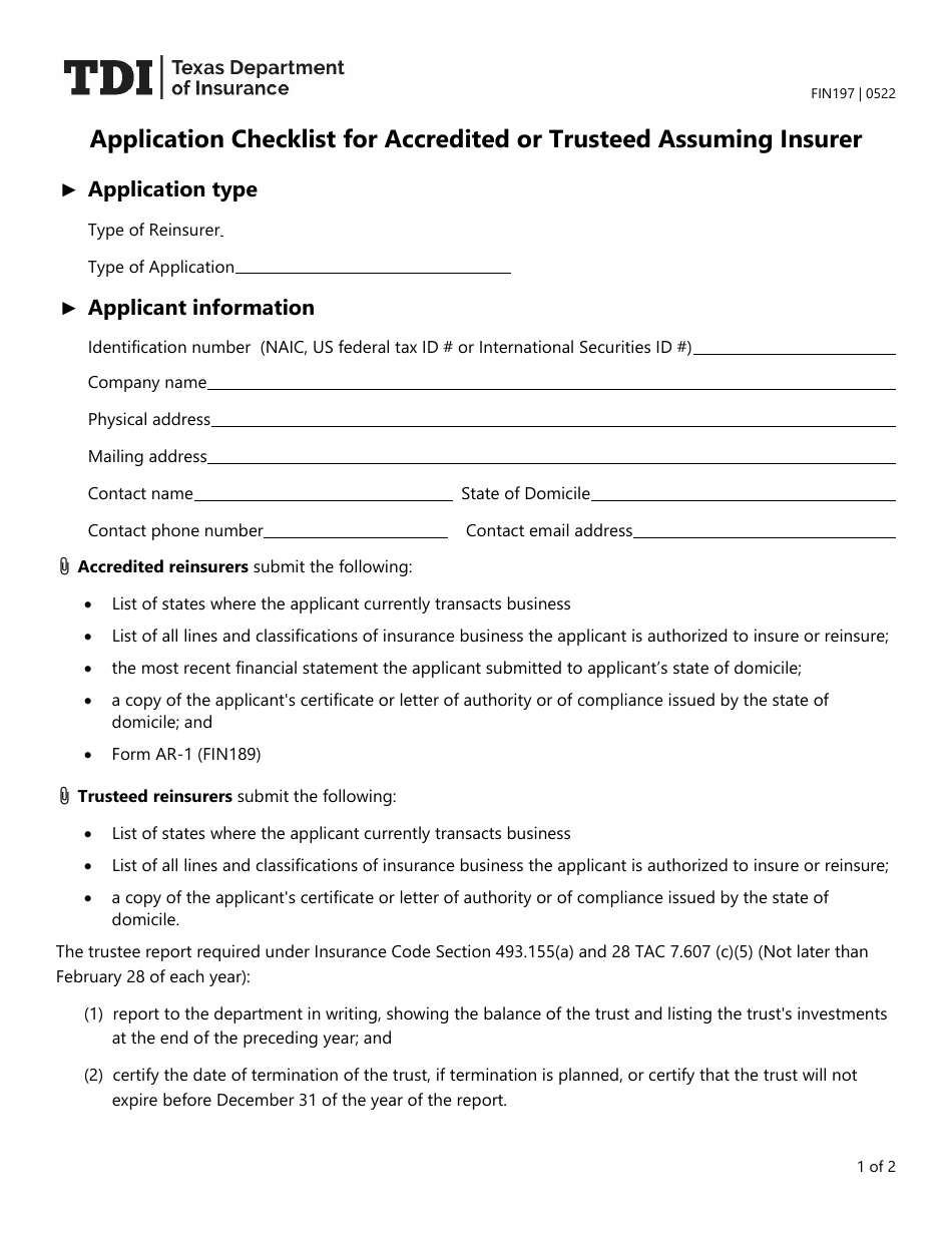 Form FIN197 - Fill Out, Sign Online and Download Fillable PDF, Texas ...