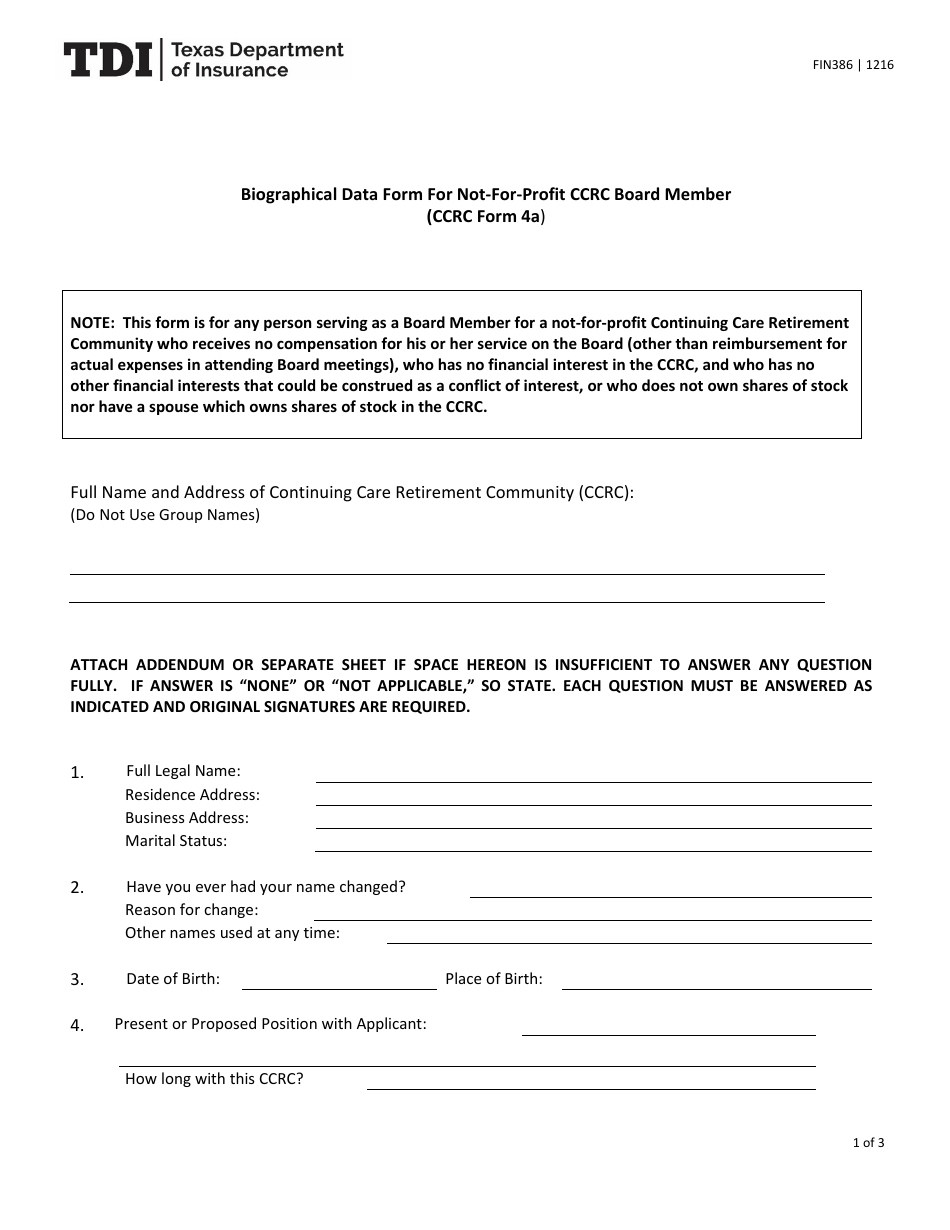 Form FIN386 (CCRC Form 4A) - Fill Out, Sign Online and Download ...